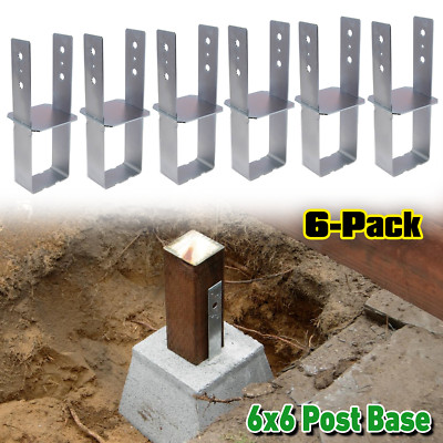 6Pcs 6x6 Concrete Deck & Fence Post Anchor Base Metal for Wet Concrete ...