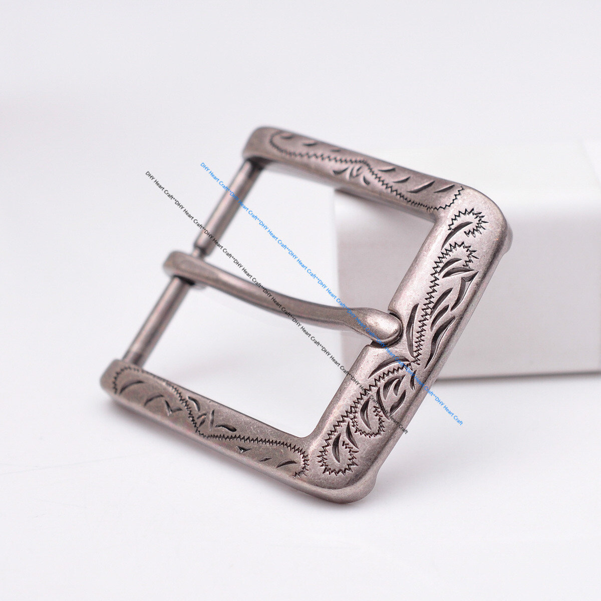 Retro Flower Carved Antique Silver Prong Pin Buckle Men Leather Belt ...