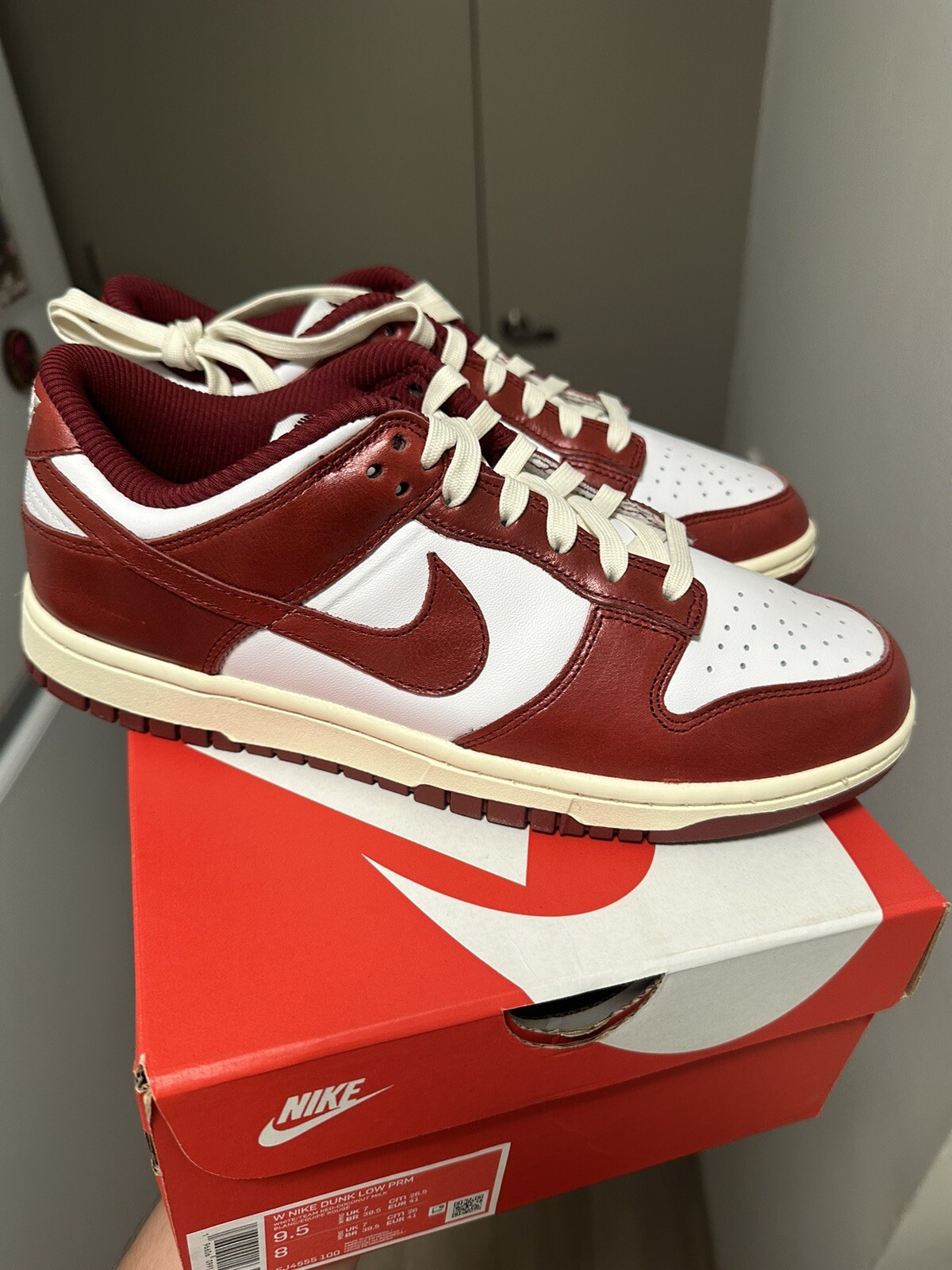 Nike Dunk Low PRM Team Red Vintage Red FJ4555-100 • Women Size 9.5W/8M ...