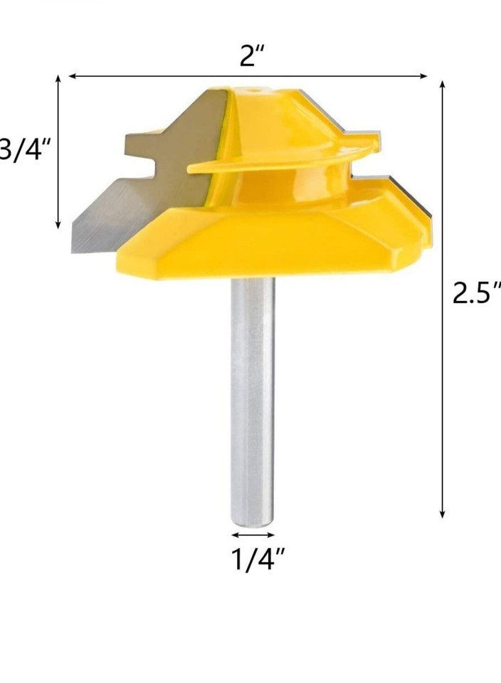 Meihejia 1/4 Inch Shank 45 Degree Lock Miter Router Bit 3/4 Inch Stock ...