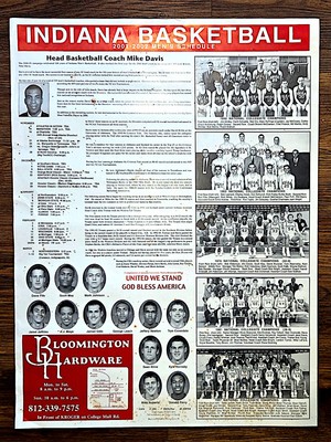 VINTAGE 2001-2002 Indiana University Hoosiers Basketball Team Calendar ...