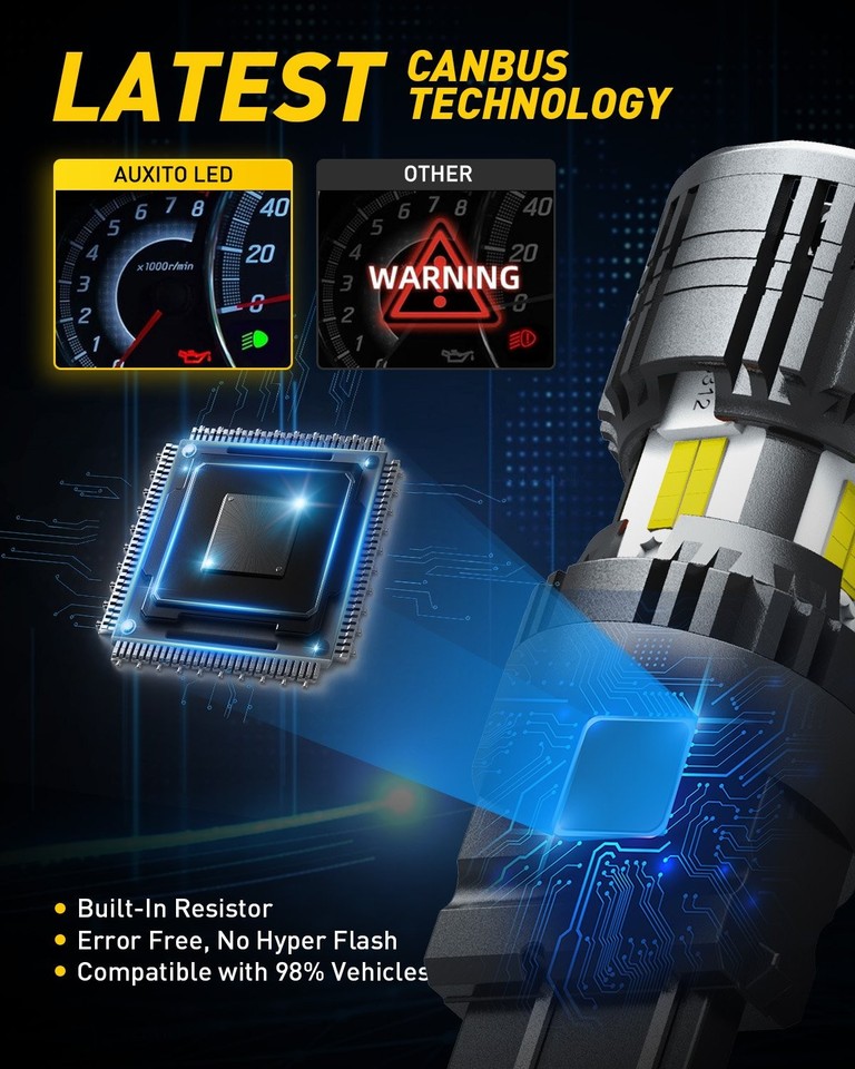 2X 3157 LED Bulb White For Backup Reverse Tail Brake DRL Signal Parking ...