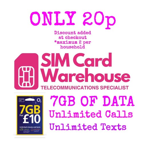 O2 Sim Card New Sealed Only 20p Pay As You Go 02 GREAT PRICE LIMIT SALE ...