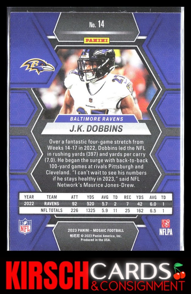 J.K. Dobbins 2023 Panini Mosaic #14 Baltimore Ravens | eBay