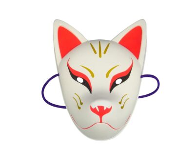 Japanese traditional face mask fox mask KITSUNE Omen Black noh kabuki ...