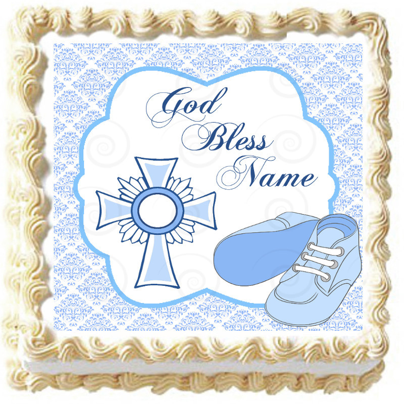 BOY BAPTISM CHRISTENING Blue Image Edible Cake topper design | eBay