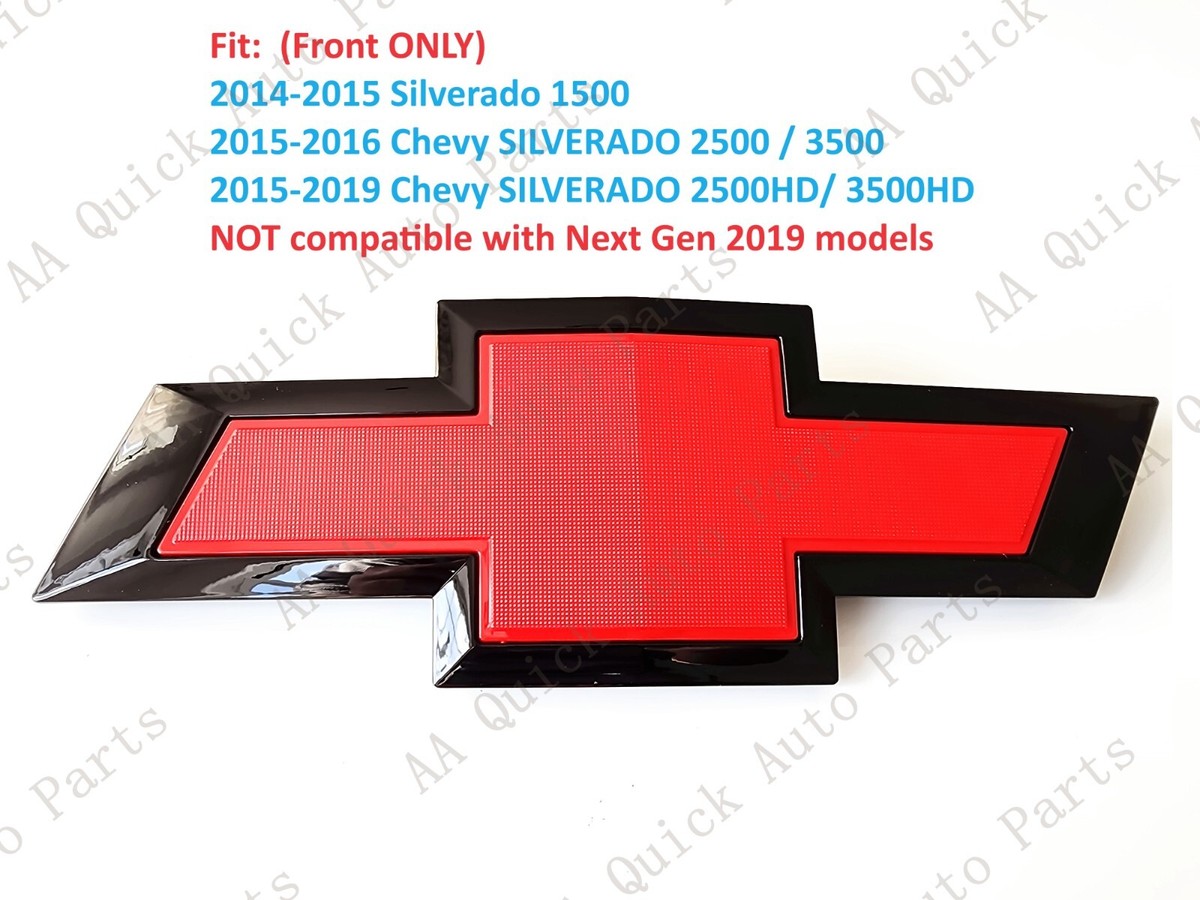 HD Gloss Red Black Front & Tailgate Bowtie Emblem Silverado 1500 2500 ...