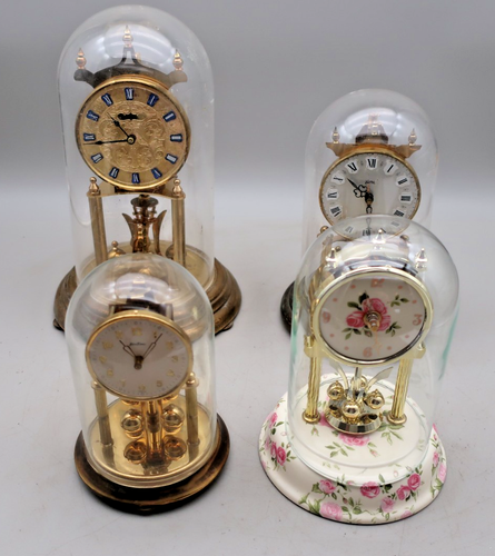 C 4 x Vintage Quartz & Mechanical Dome Mantel Clocks - Kundo / Bentima ...
