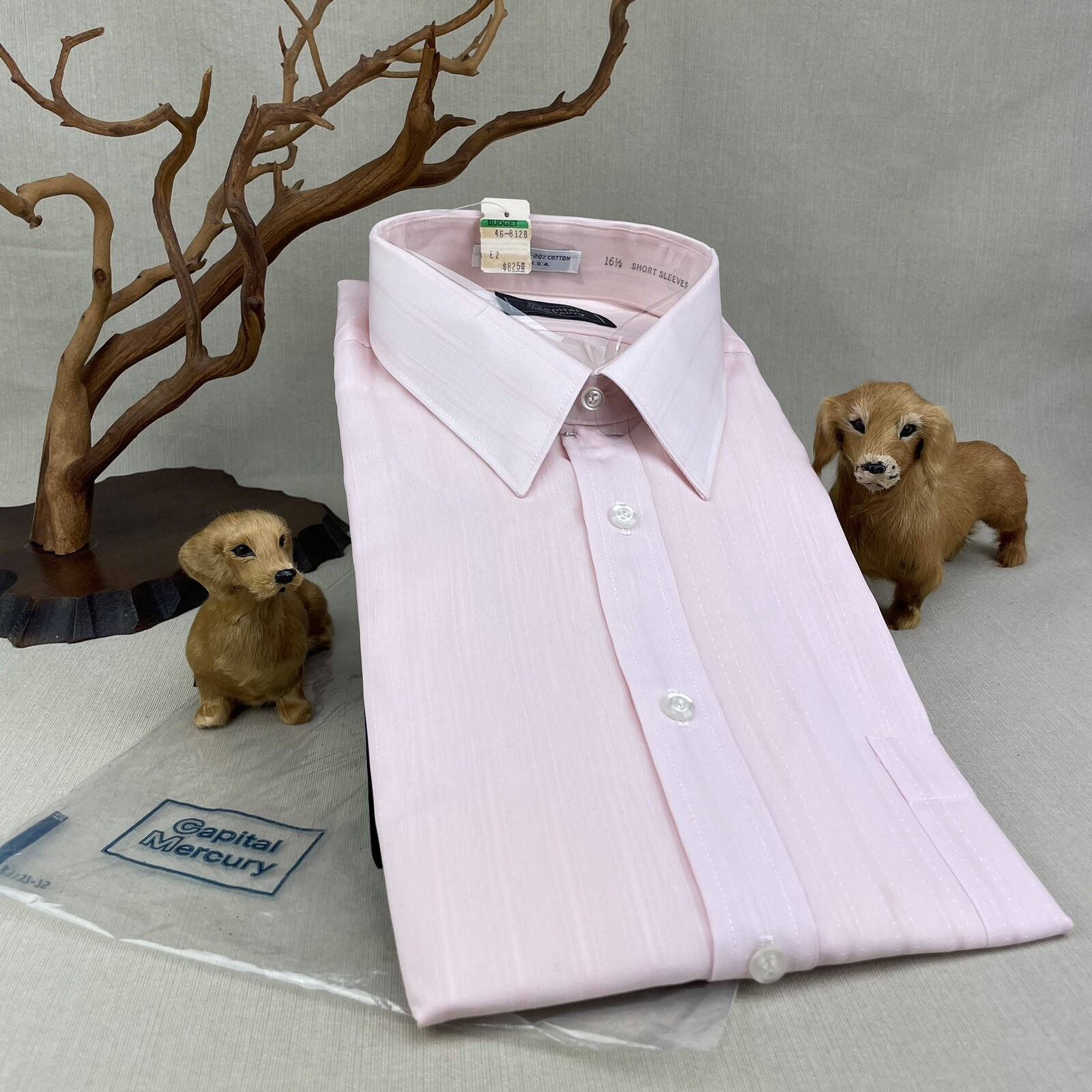 NOS Capital Mercury Vintage Pink Button Down Shirt Si… - Gem