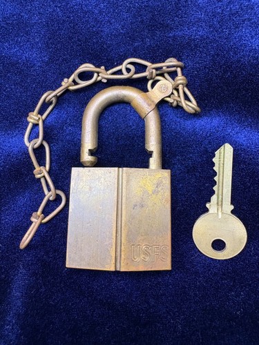 Vintage Yale USFS brass Padlock Collectors Lock w/ Key chain Forest ...