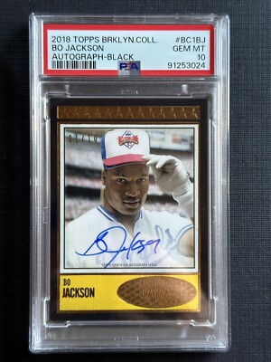 2018 TOPPS BROOKLYN COLLECTION BO JACKSON AUTOGRAPH BLACK 1/10 PSA 10 ...