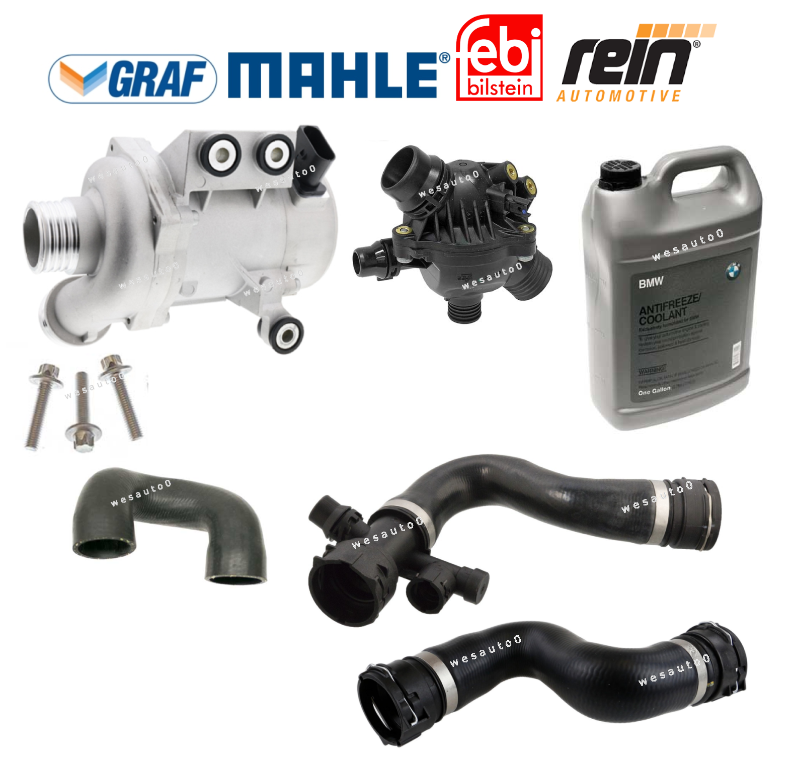 Electric Water Pump Thermostat Upper Lower Hose Coolant Kit for BMW E83 ...