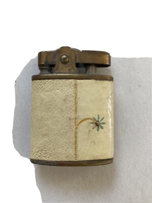 Vintage Buxton Brass Automatic Leather Wrapped Flower Lighter Sparking ...