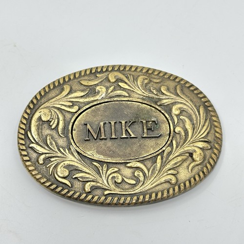 Western Country Brass Belt Buckle MIKE the Kinney Co. Vintage | eBay