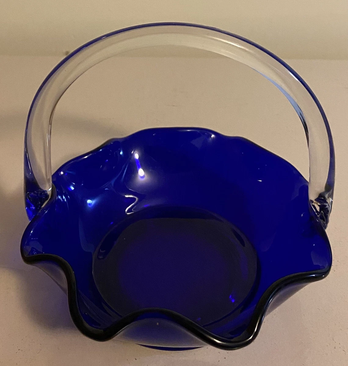 Cobalt Blue Depression Glass Basket