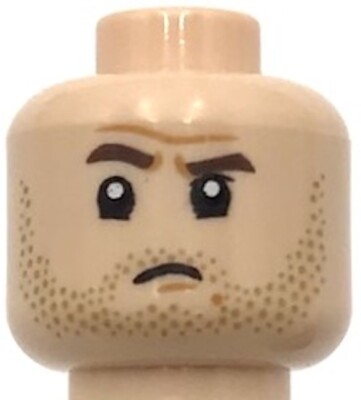 Lego New Minifigure Head Dual Sided Dark Brown Eyebrows Dark Tan ...