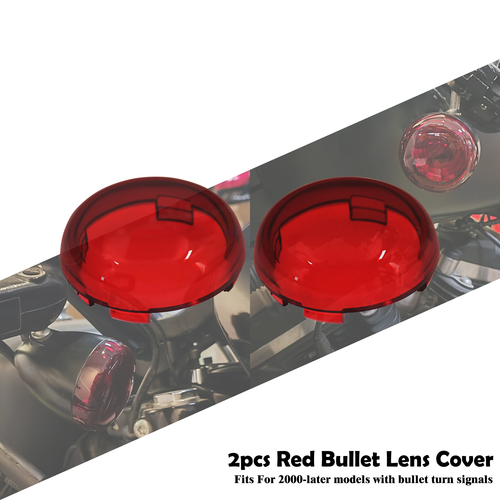 2x Turn Signal Light Red Lens Cover Fit For Harley Sportster Road ...