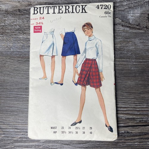 Butterick 4720 Waist 27 Concealed Culotte Pattern 1968 UNCUT | eBay