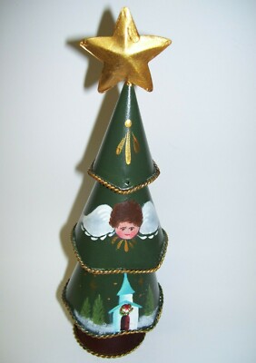 Tole Painted Christmas Tree Tin | eBay