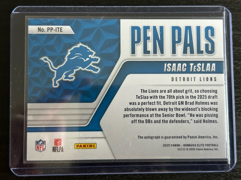 Isaac TeSlaa 2025 Donruss Elite Pen Pals On Card Auto RC Blue Ink SP | eBay