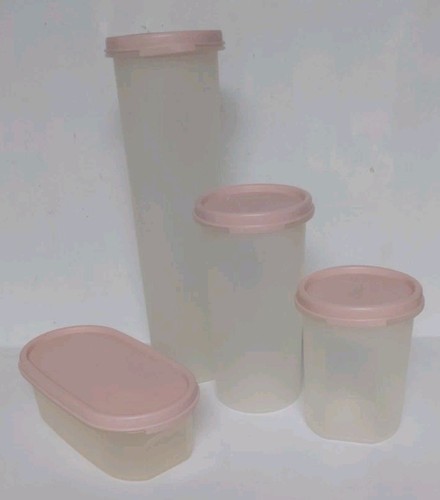 Tupperware Modular Mates PINK (Set of 4) Round #2, #3, #5 & 2 Cup Oval ...
