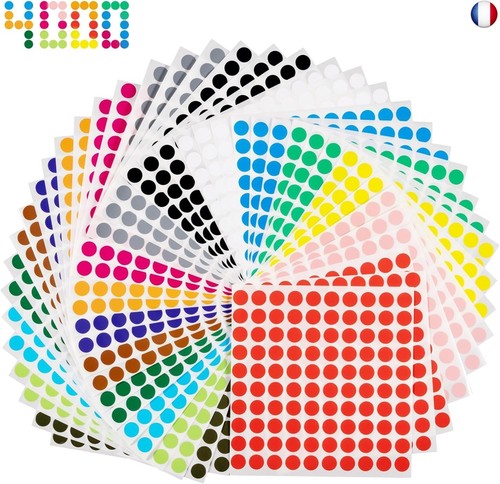 Gommettes Rondes Gommettes Autocollantes 4000 Pcs 10mm Gommette Couleur ...