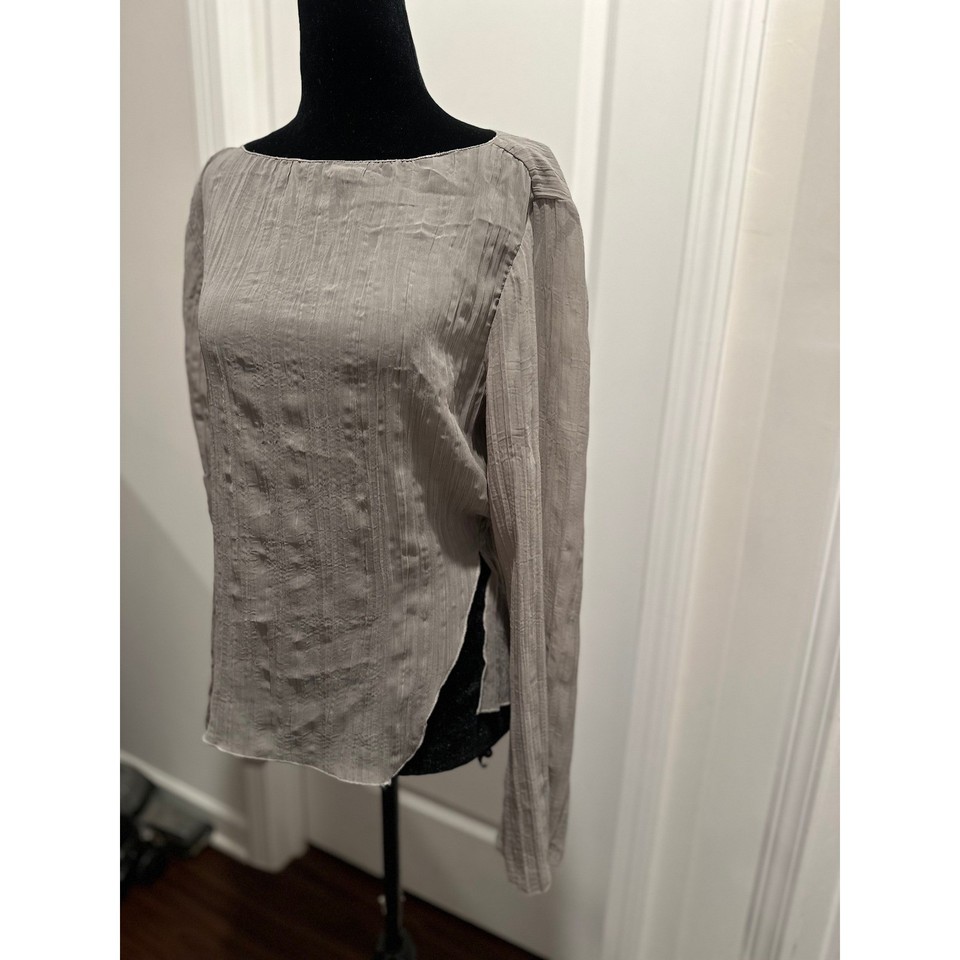 H&M Grey Thin Long Sleeve Boat Neck Top Shirt Women's Size M | eBay