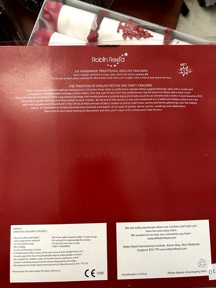 Robin Reed 6 Handmade Christmas Crackers | eBay