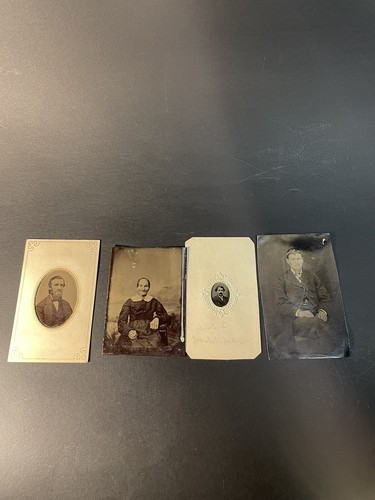 Antique Lot 4 Tin Type Photos One Really Small One Identified | eBay