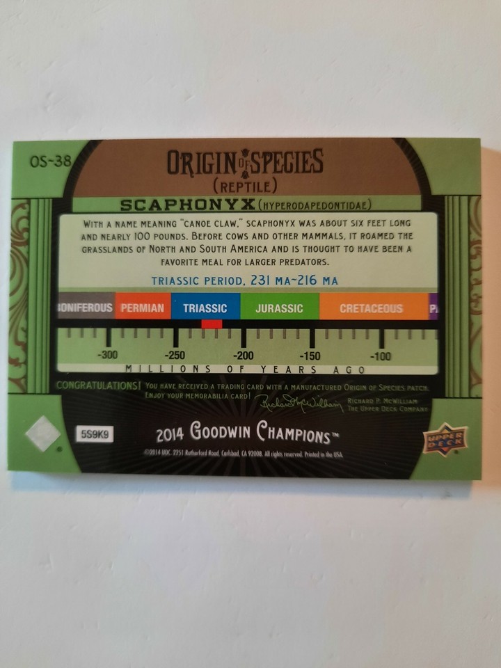 2014 Upper Deck Goodwin Champions Origin Of Species Patch #OS-38 ...