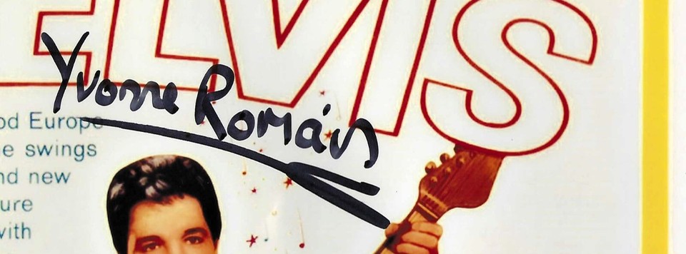 YVONNE ROMAIN Signed ELVIS' DOUBLE TROUBLE lobby card COA CURSE OF THE ...