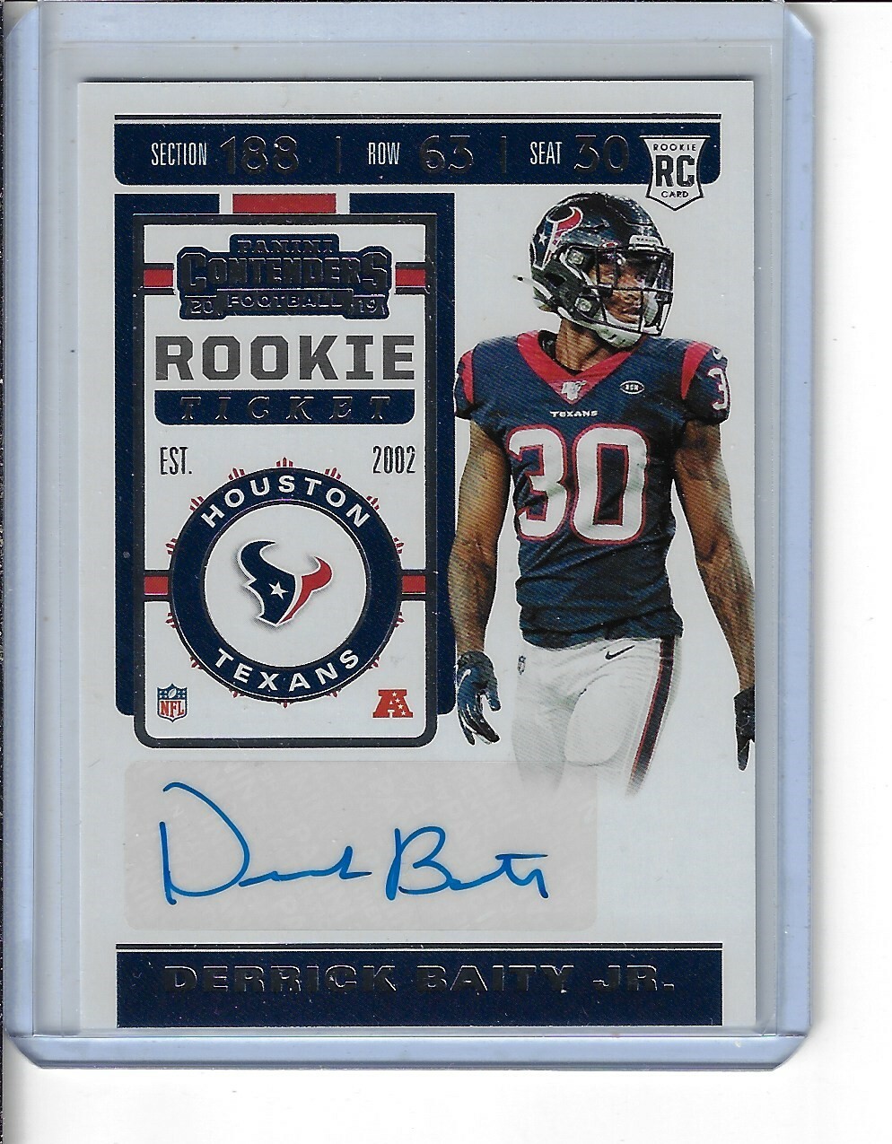 DERRICK BAITY JR 2019 PANINI CONTENDERS FOOTBALL AUTOGRAPHED ROOKIE ...