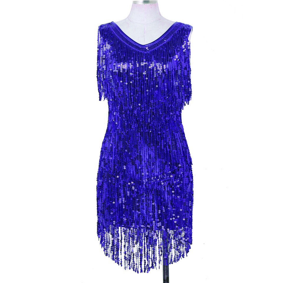 Women's Sequin Latin Salsa Tango Rumba Cha Cha Ballroom Dance Dress ...