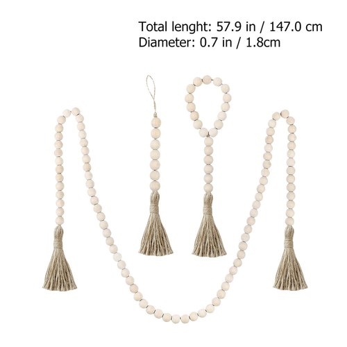 Ficelle De Pompon En Perles Bois Suspendues Décoratives Avec Pompons | eBay