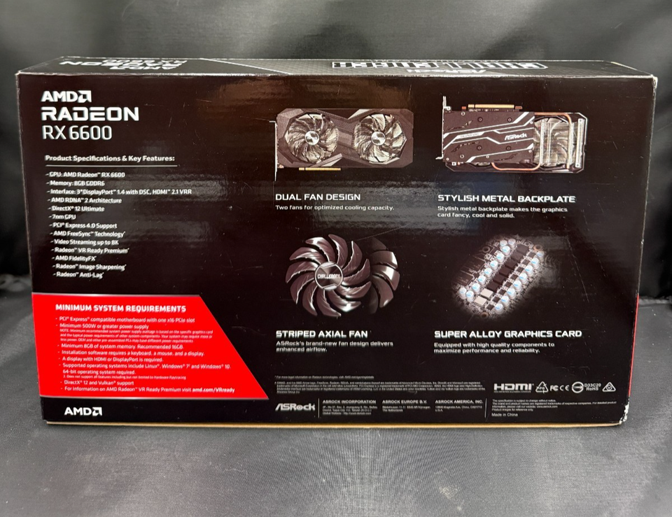 ASRock Radeon RX 6600 Challenger 8GB Graphics Card GPU Tested Working ...