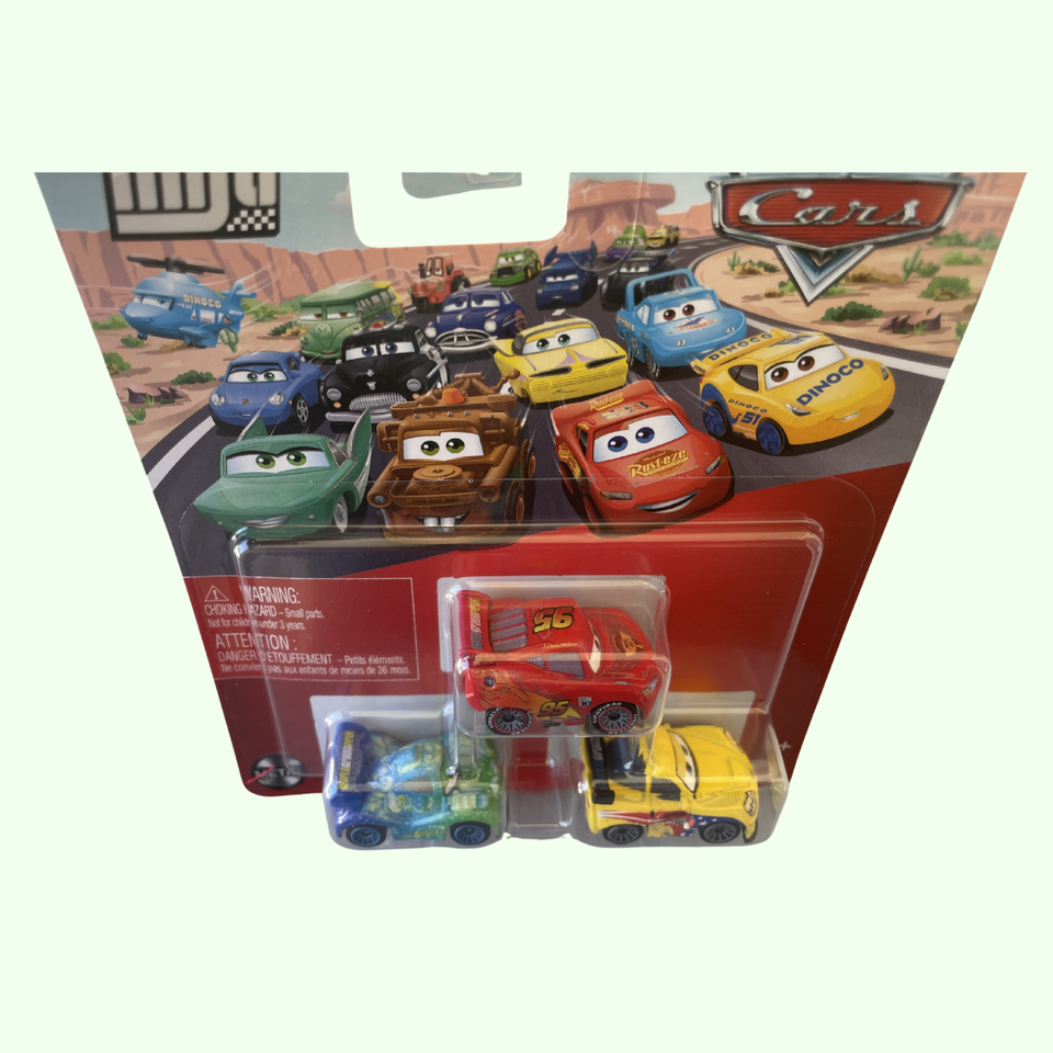 Disney Pixar Mini Metal Cars Yellow, Red, Green Diecast Toy Set (3 cars ...