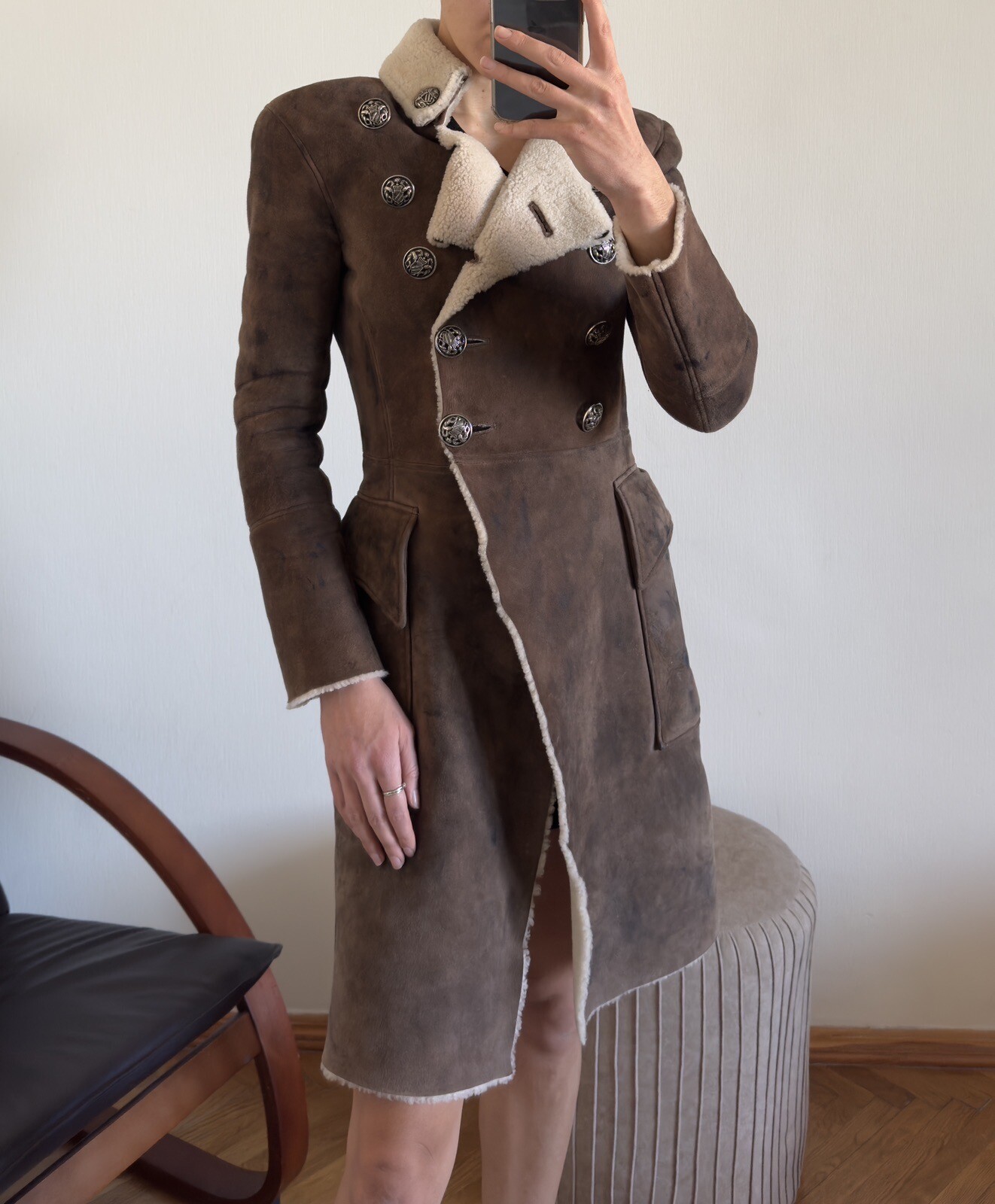 3,5k Gorgeous Authentic Balmain Buttons Shearling Leather Coat Jacket ...