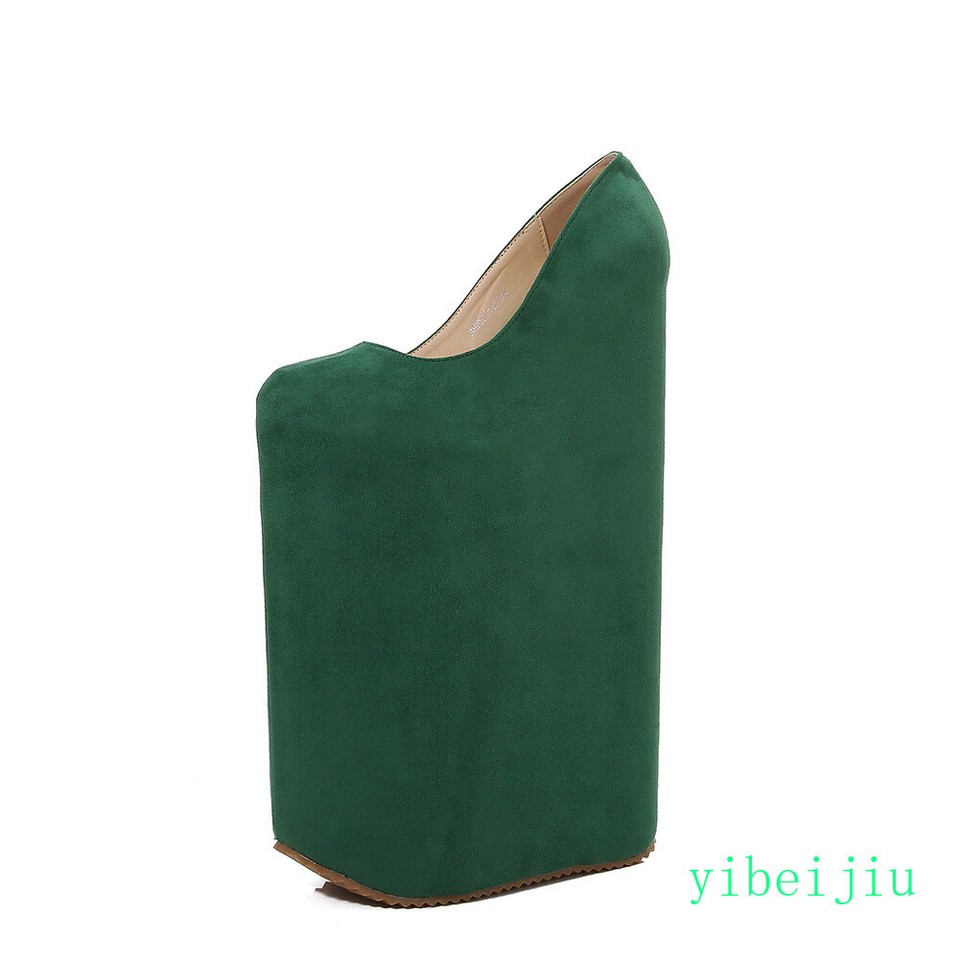 Womens Ultra High Platform Super Wedge Heel Round Toe Party Club Shoes ...