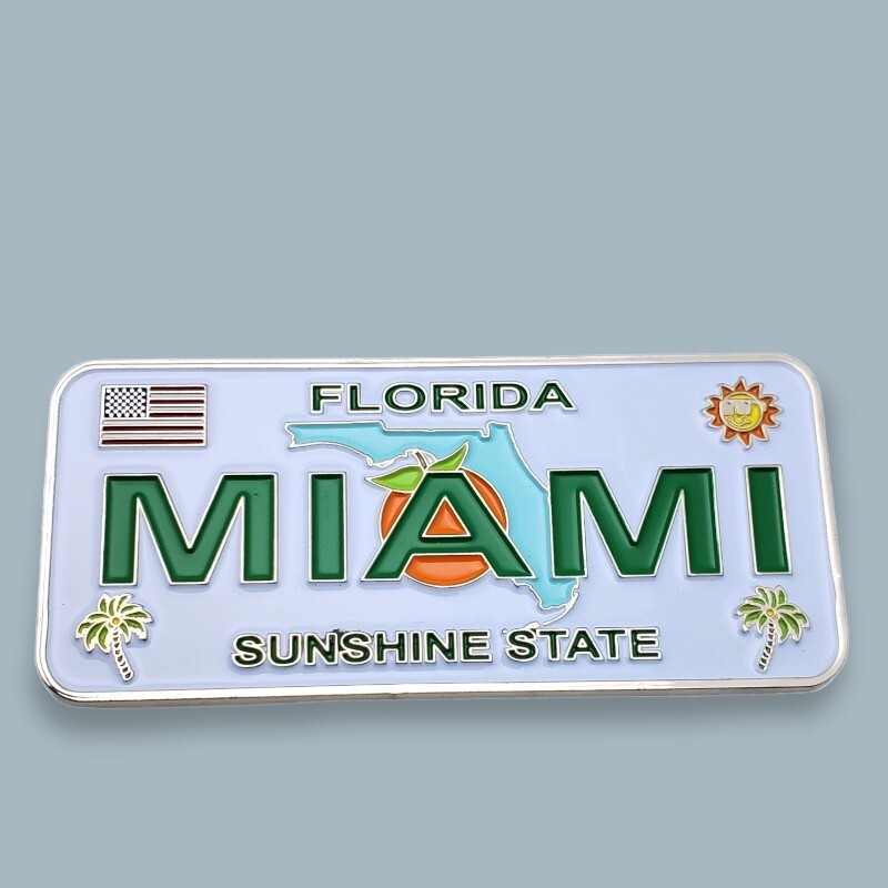 Miami Florida License Plate Metal Fridge Magnet Travel Souvenir Tourist ...