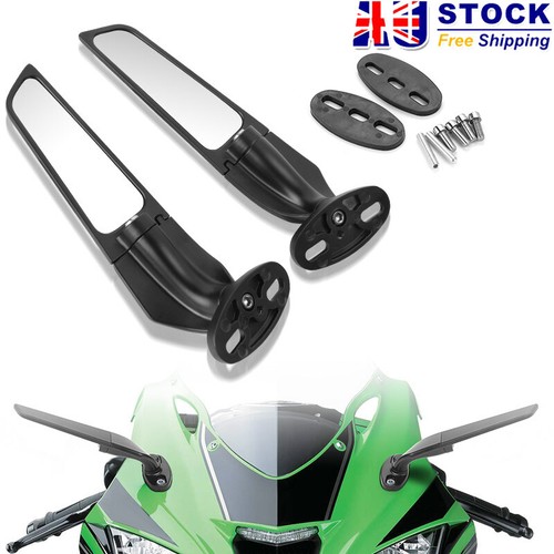2x Wind Swivel Wing Rearview Side Mirror Fit For Ninja 250 300 400 650 ...