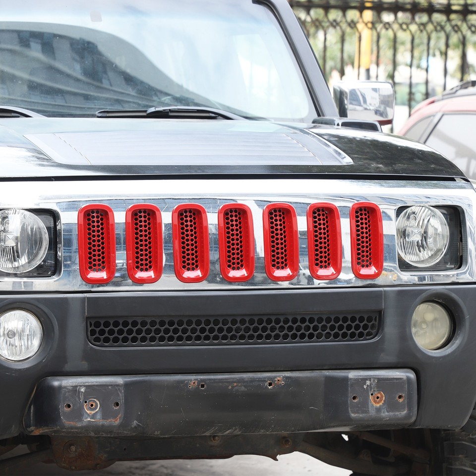 Gloss Red Front Grille Insert Air Vent Screen Barrier Fits Hummer H3 ...