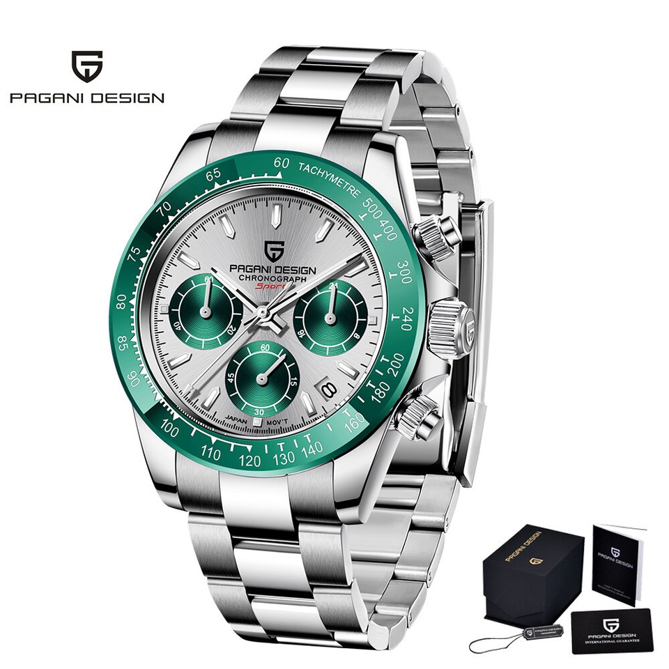 PAGANI DESIGN Luxury Men's Quartz Watch 10 Bar Chronograph Sapphire ...