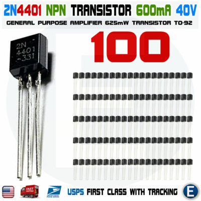 100pcs 2N4401 Transistor General Purpose Small Signal Amplifier NPN ...