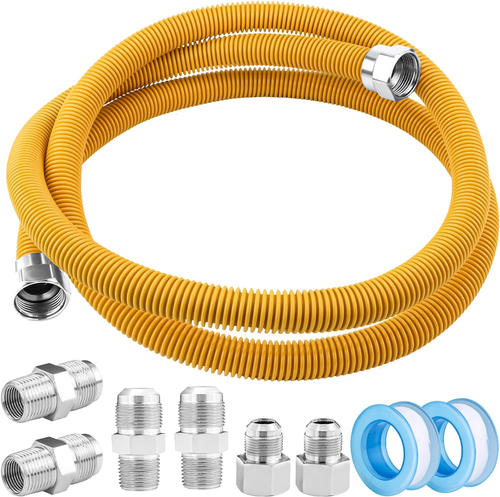 72" Flexible Gas Line Kit for Dryer, Stove, Range, Flexible Stainless ...