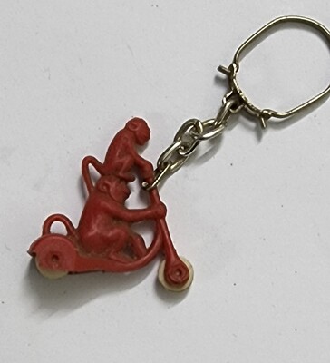 Rare 2 red Monkeys on a motorcycle key chain old plastic era . | eBay