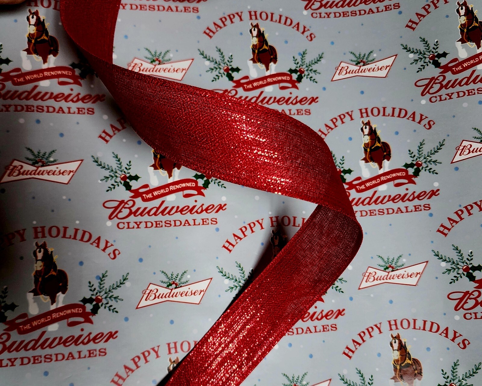Budweiser Clydesdale Gift Wrap Set, Paper And Ribbon, see description ...