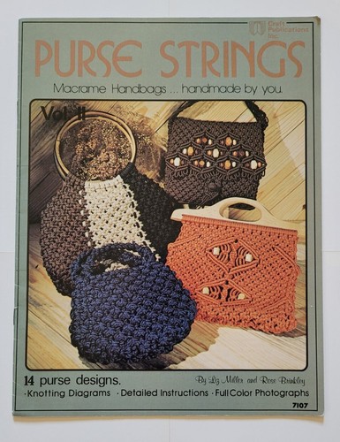 Macrame Handbag Boho Purse Strings Instruction Patterns 7107 Vintage 1976 bookle | eBay