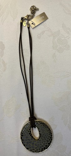 NWT Chico’s Malika Pendant Green & Gold Animal Print Necklace ...
