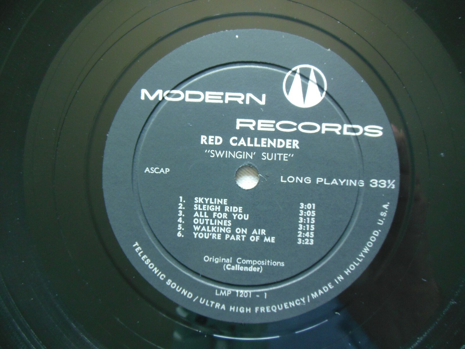 RED CALLENDER - Swingin' Suite - DEBUT LP on Modern LMP 1201 - 1st Mono ...