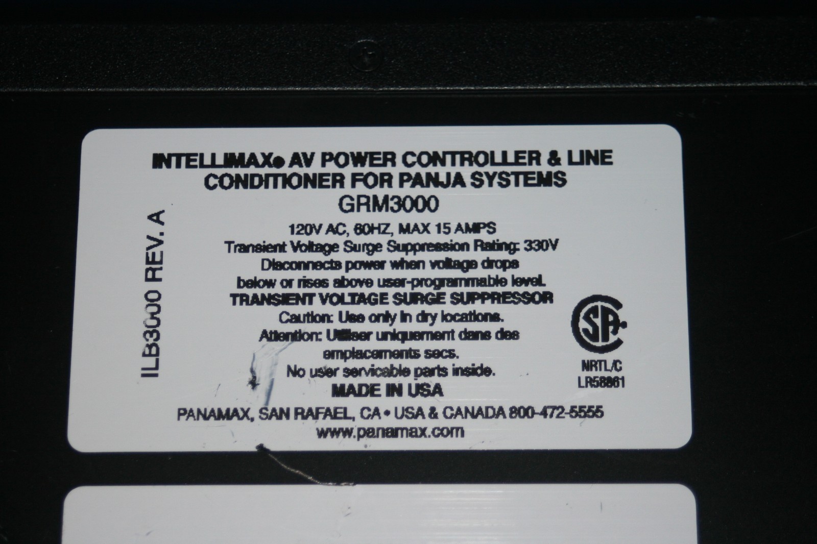 Panamax Intellimax GRM3000 AV Power Controller for Panja Systems | eBay